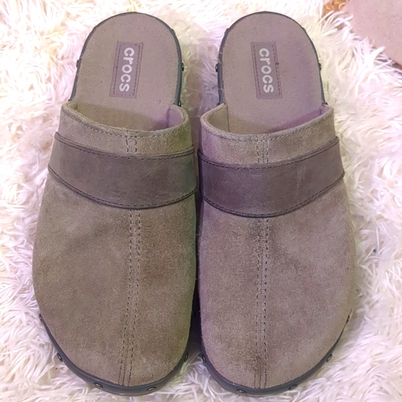 CROCS | Shoes | Crocs Suede Gray Clogs | Poshmark